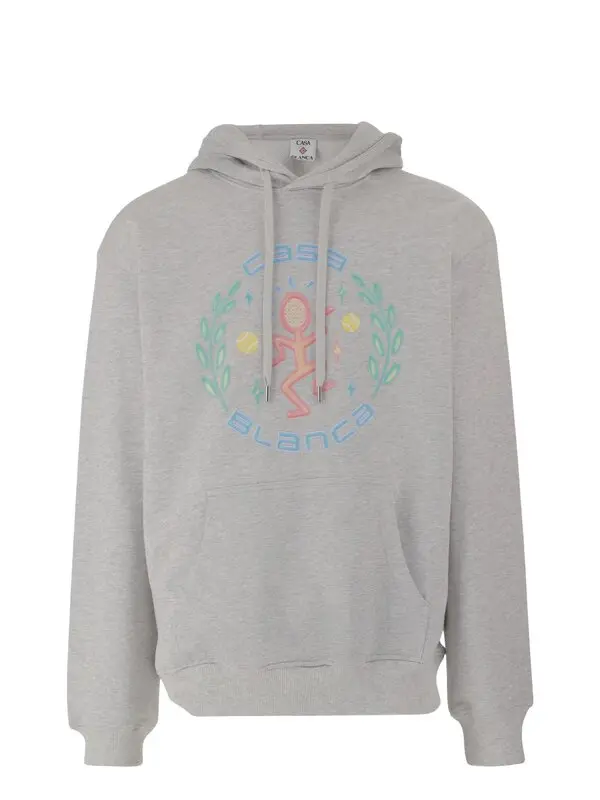 Casablanca Printed Logo Drawstring Hoodie - Gray