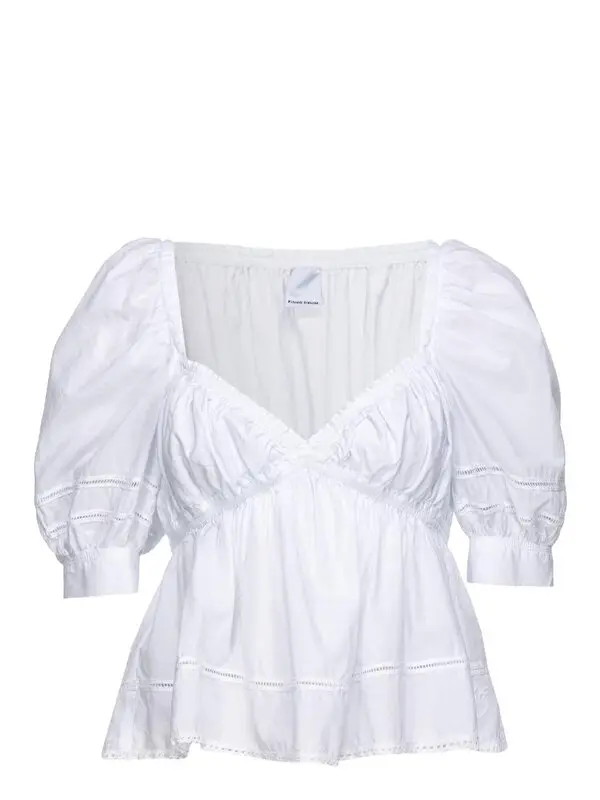 Pinko Sweetheart Neck Ruched Cropped Blouse - White