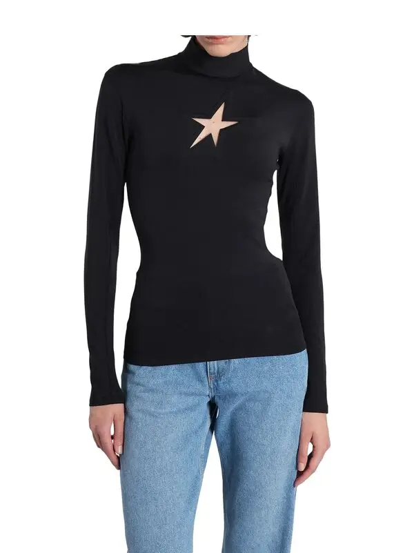 MUGLER Star Cut-out Long-sleeve Top - Black