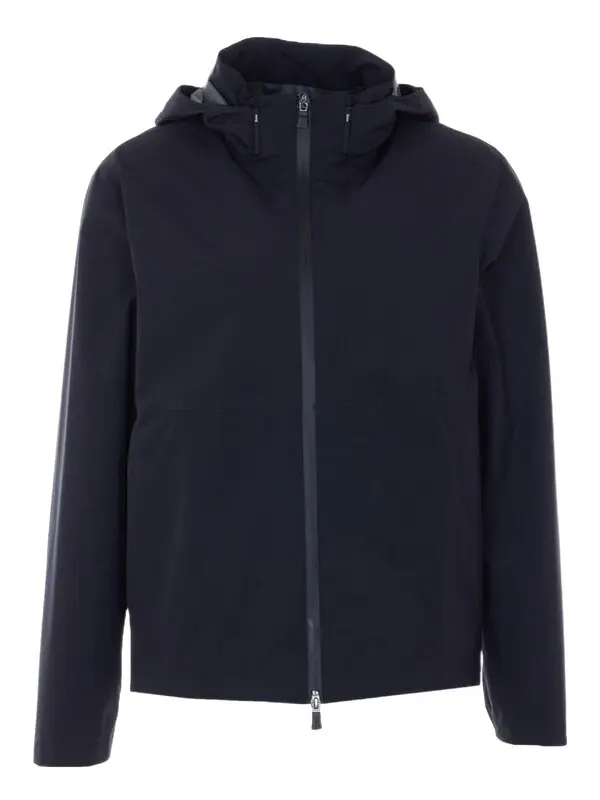 Herno Zip-up Hooded Jacket With Zipper Pocket - Black