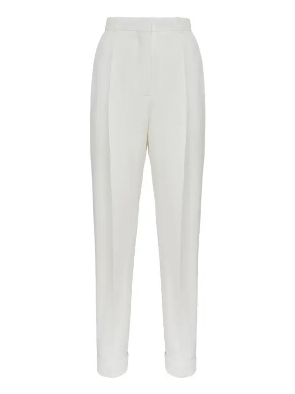 Alexander McQueen Pleat-detail Cotton Trousers - White