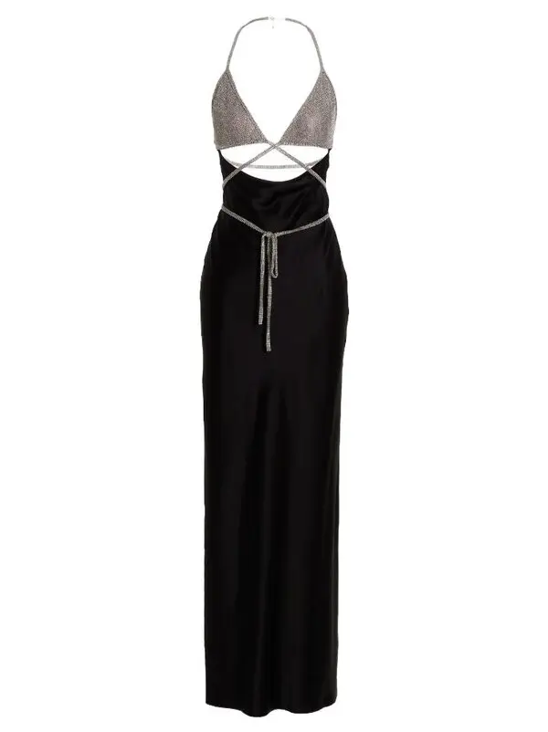 Alexander Wang Halterneck Embellished Gown - Black