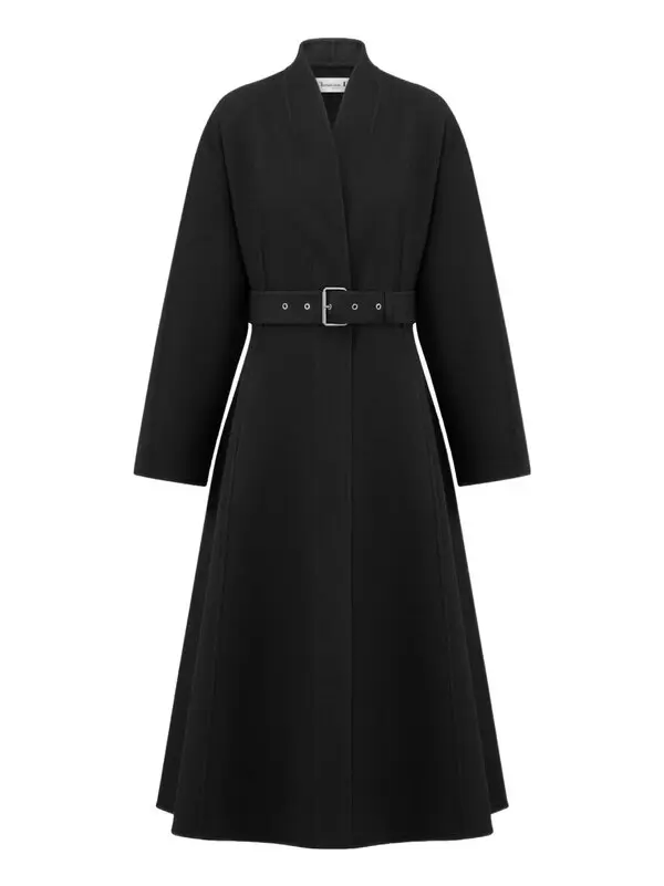 Dior Belted Flared Coat - Black