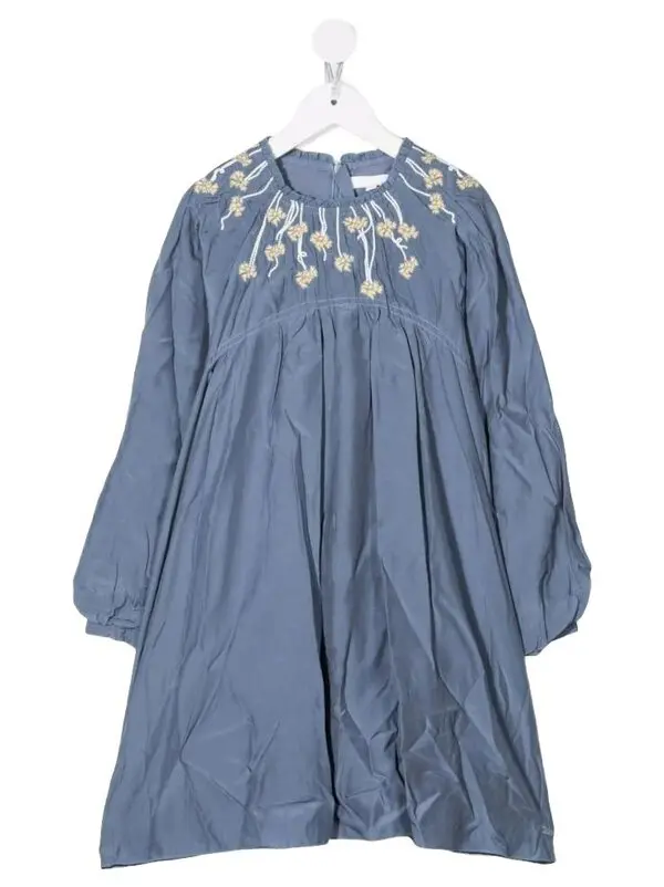 Chloé Embroidered Panel Dress - Blue