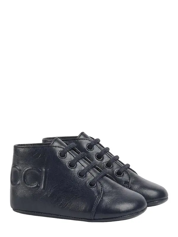 Gucci Logo Leather Boots - Blue