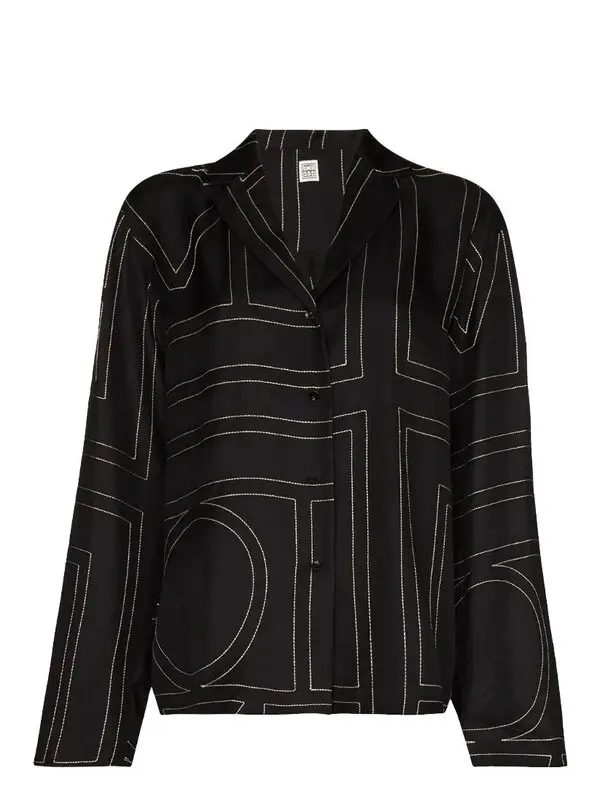 TOTEME Embroidered Monogram Shirt - Black