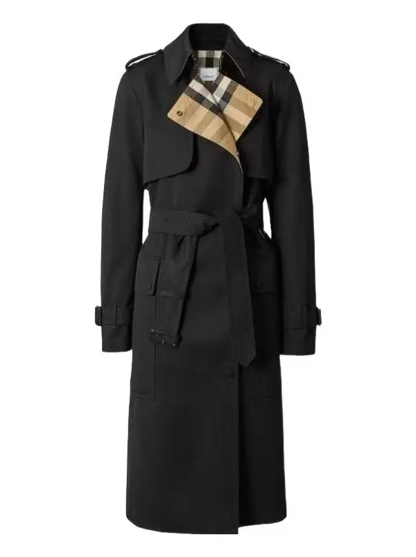 Burberry Gabardine Trench Coat - Black