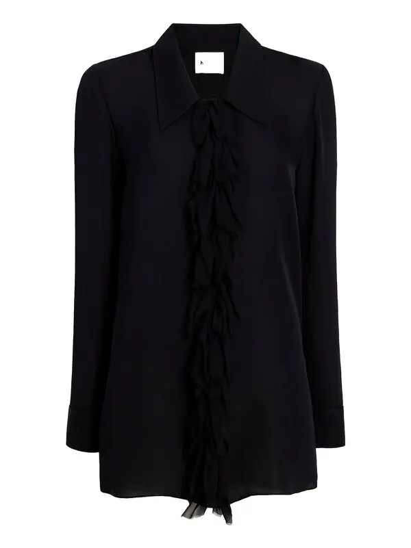 Khaite Luca Long-sleeved Ruffled Shirt - Black