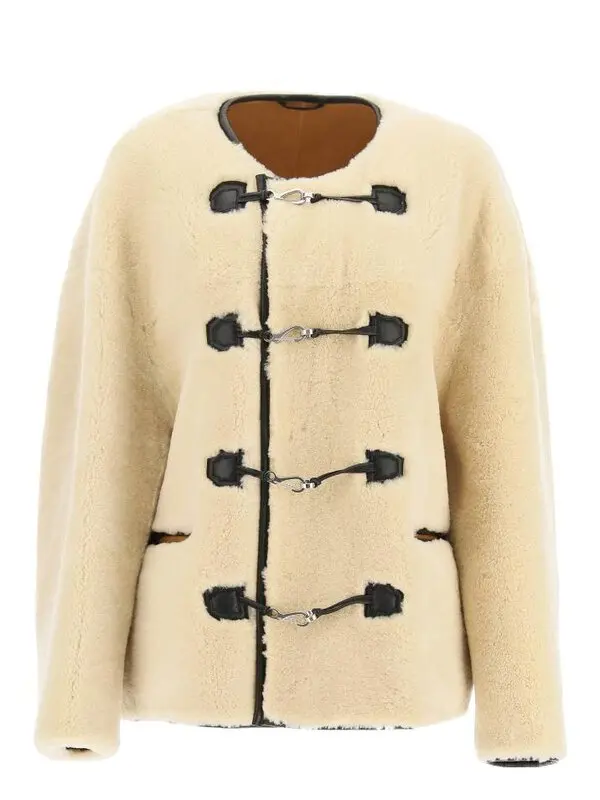 TOTEME Shearling And Leather Trimmed Coat - Nude