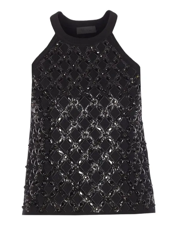 Liu Jo Embellished Sleeveless Round Neck Top - Black