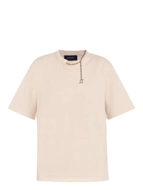 Sportmax Chain-embellished Crewneck T-shirt - Cream