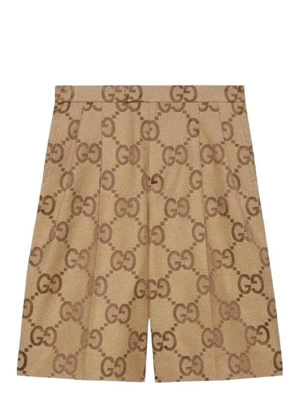 Gucci Jumbo Gg Monogram Tailored Shorts - Camel/ebony