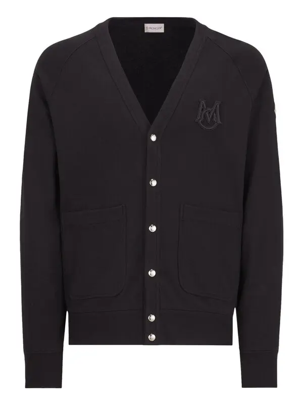 Moncler Embroidered Monogram Cardigan - Black