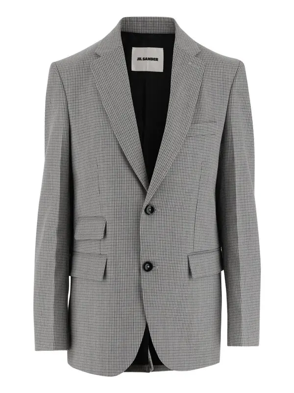 JIL SANDER Single-breasted Checked Blazer - Grey