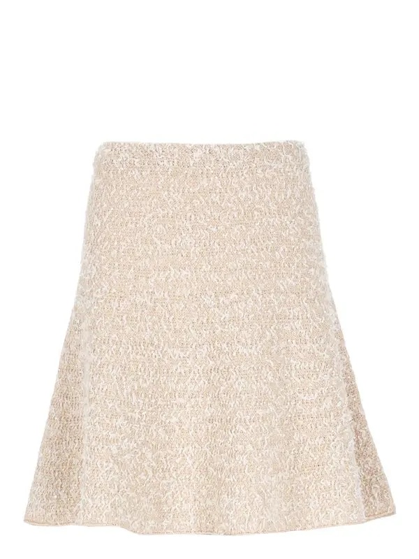 Fabiana Filippi Flared Knit Tweed Skirt - Nude