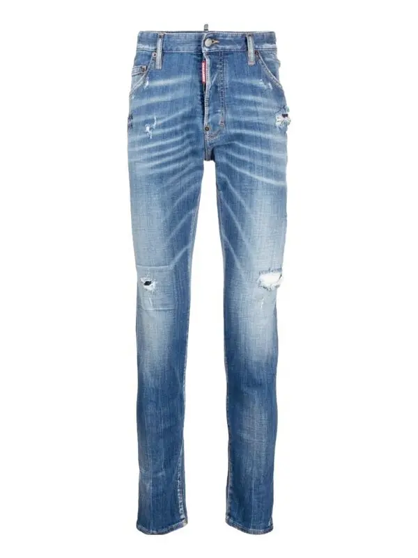 Dsquared2 Cool Guy Distressed Mid Rise Jeans - Blue