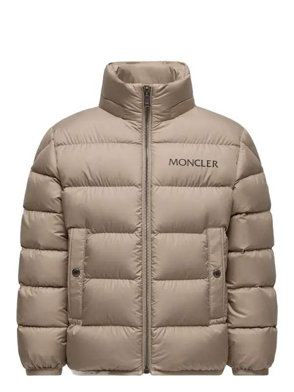 Moncler Bajan Down Jacket With Logo Detail - Light Brown