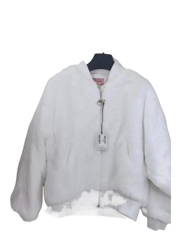 CHIARA FERRAGNI Faux Fur Bomber Jacket With Eye Motif - Gray