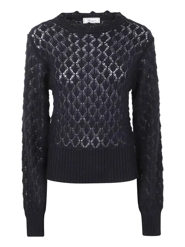 Blumarine Long-sleeved Crewneck Jumper - Black