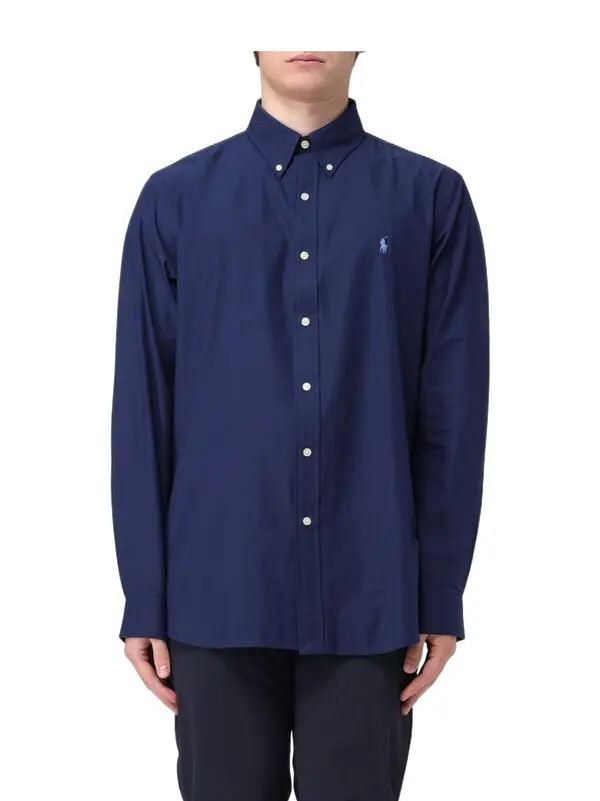 Polo Ralph Lauren Pony Embroidered Curved Hem Shirt - Blue
