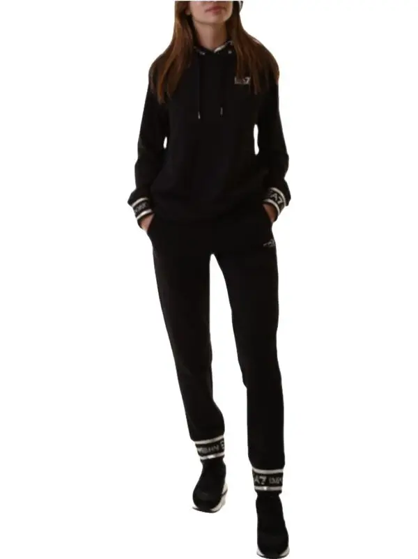 EA7 Core Logo Print Hoodie And Tracksuit Set - Black