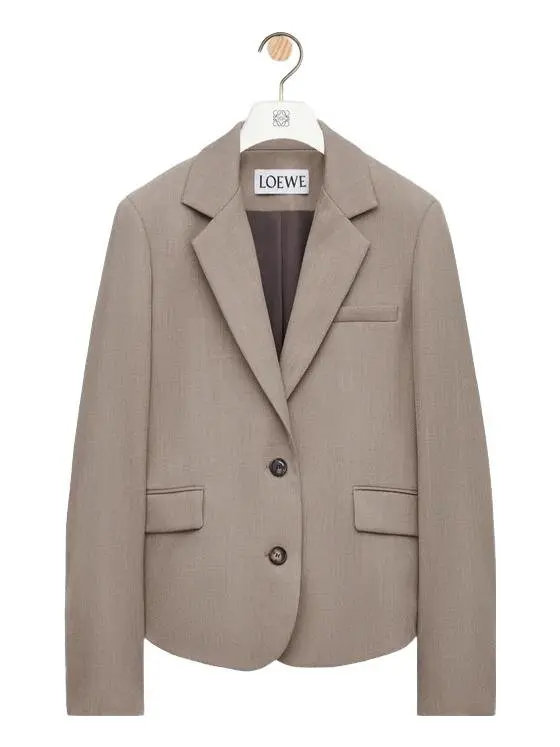 Loewe Single-breasted Tailored Jacket With Notched Lapels And Vented Cuffs - Beige Mixed Colors
