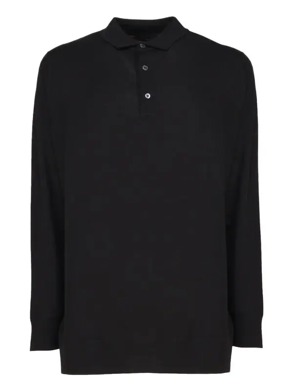 Loro Piana Long-sleeved Knitted Polo Shirt - Black