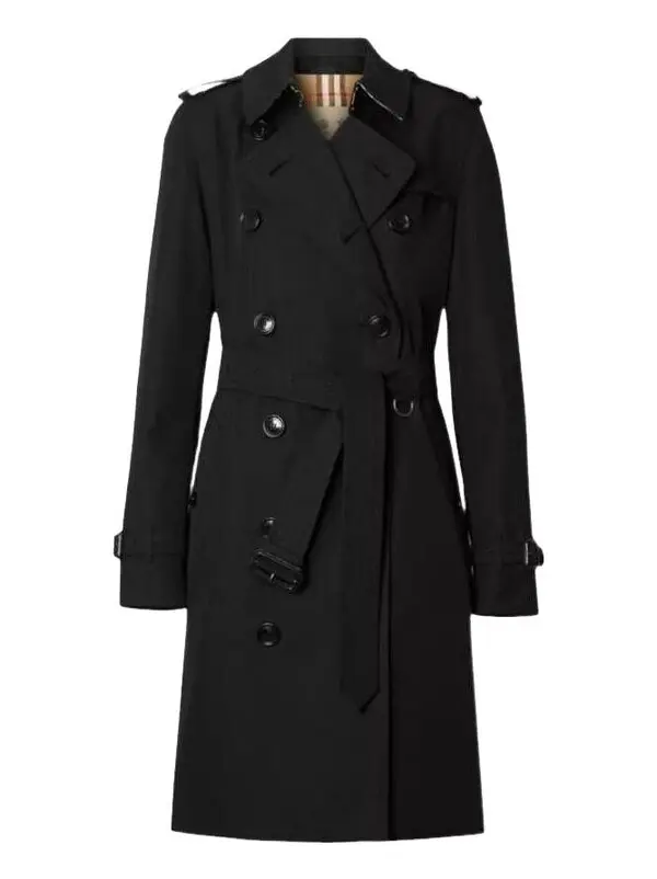 Burberry Mid-length Kensington Heritage Trench Coat - Black