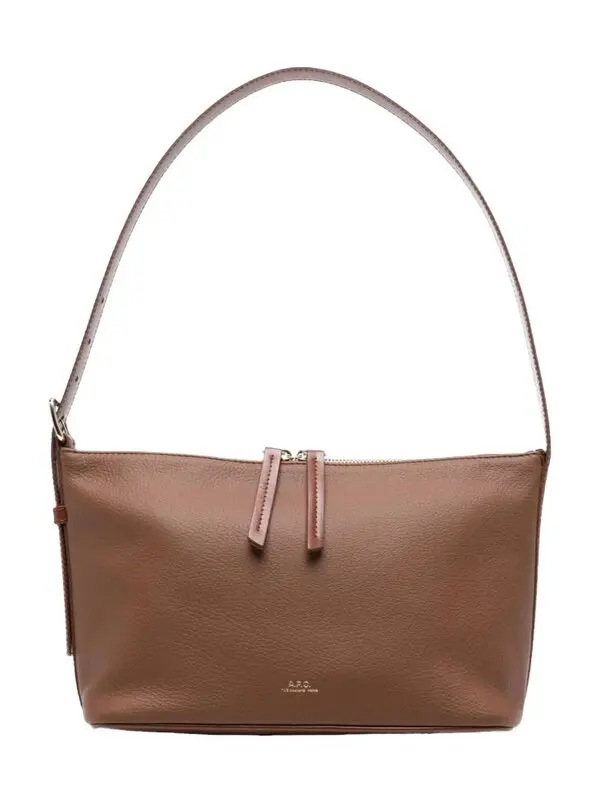 A.p.c. Vera Logo Embossed Shoulder Bag - Caramel Color