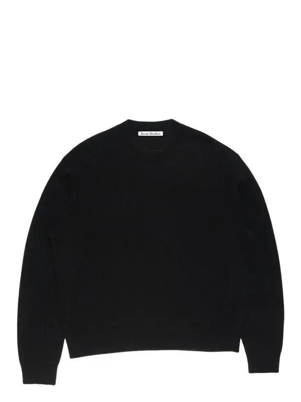 Acne Studios Logo Patch Crewneck Knit Sweater - Black