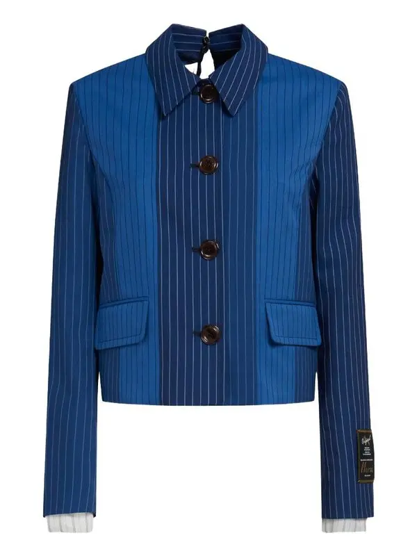 Marni Pinstriped Shirt Jacket - Blue