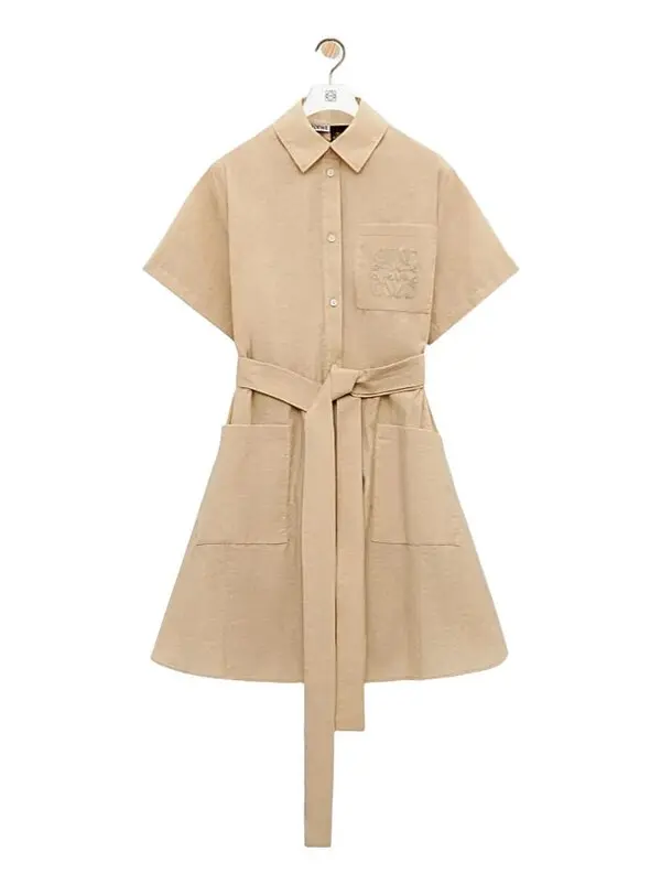 Loewe Belted Shirt Dress - Light Beige