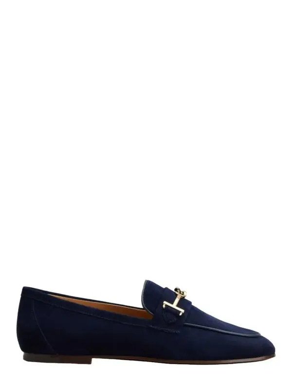 TOD'S Logo Plaque Almond Toe Loafers - Black