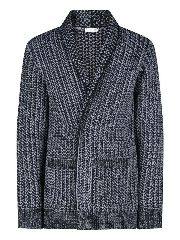 Dries Van Noten Shawl Collar Knit Cardigan - Navy