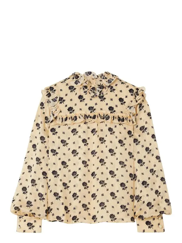 Valentino Garavani Ruffled Jacquard Shirt - Beige