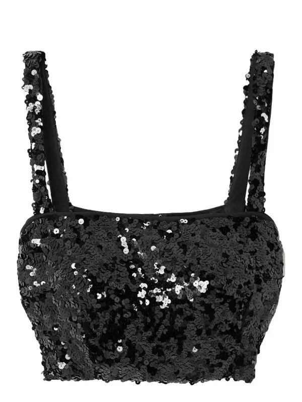 Dolce & Gabbana Cropped Sequin Tank Top - Black