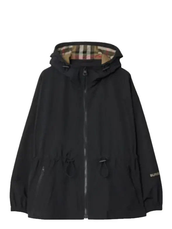 Burberry Hooded Jacket With Drawstring Waist - Black