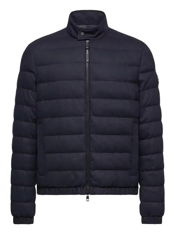 Moncler Luray Cashmere Blend Short Down Jacket - Navy Blue