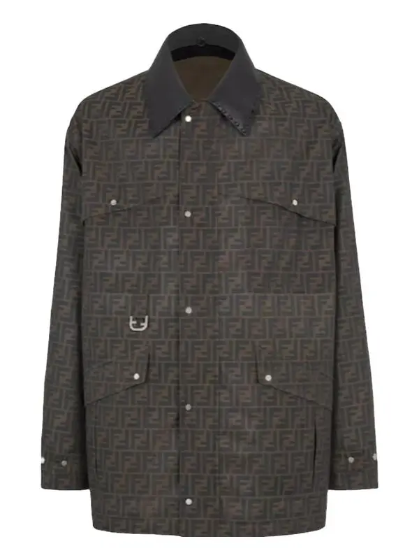 Fendi Monogrammed Collared Jacket - Brown