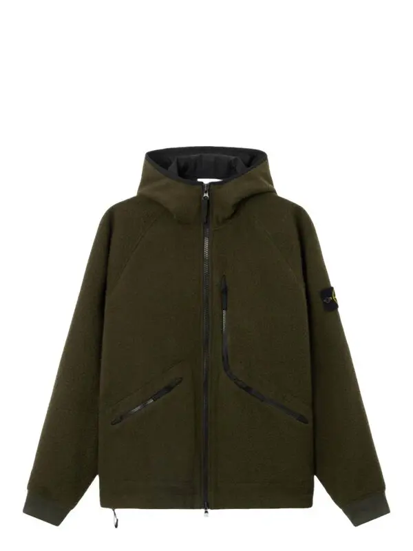 Stone Island Logo Patch Zip-up Jacket - Military Green