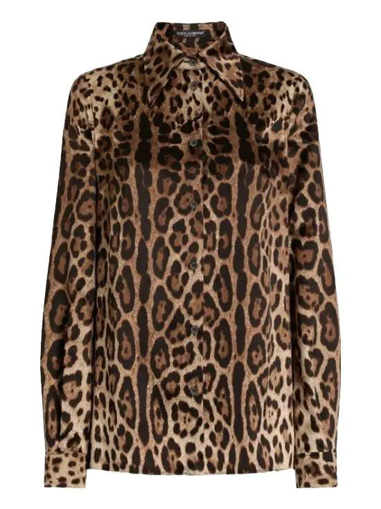 Dolce & Gabbana Leopard Print Silk Shirt - Multi-colored