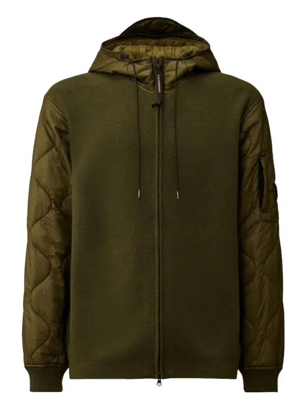 C.P. COMPANY Panelled Hooded Jacket With Lens Detail - Elmwood Green