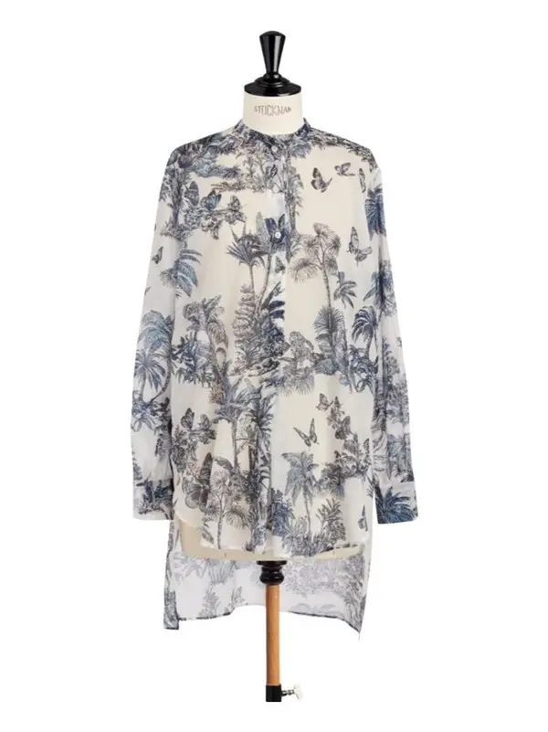 Dior Riviera Long Sleeve Printed Blouse - Gray
