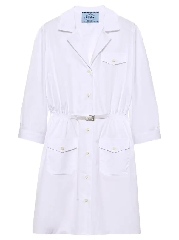 Prada Poplin Mini-dress With Enamel Logo - White