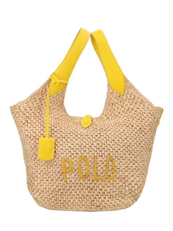 Polo Ralph Lauren Logo Raffia Tote Bag - Nude