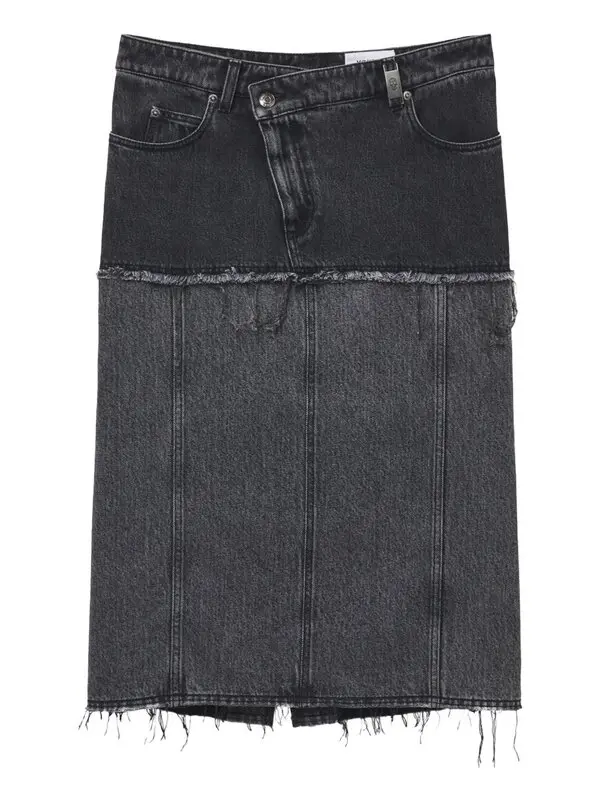Alexander McQueen Two-tone Denim Skirt - Black