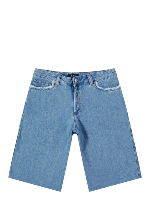 A.p.c. Frayed Detail Denim Shorts - Blue