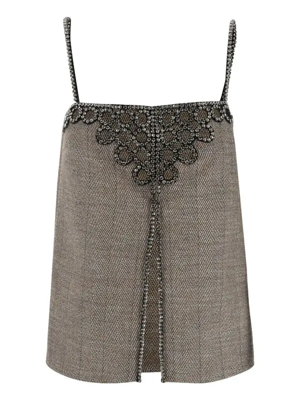Stella McCartney Embellished Herringbone Top - Gray
