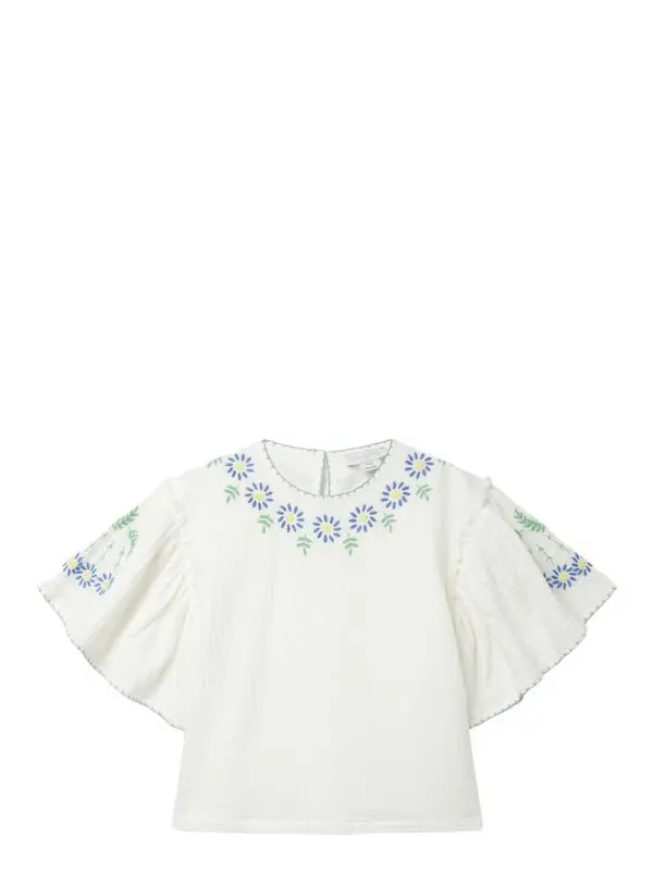 Stella McCartney Embroidered Muslin Blouse - White