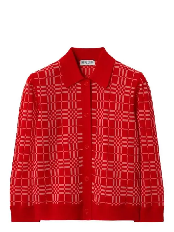 Burberry Vintage Check Collar Cardigan - Red